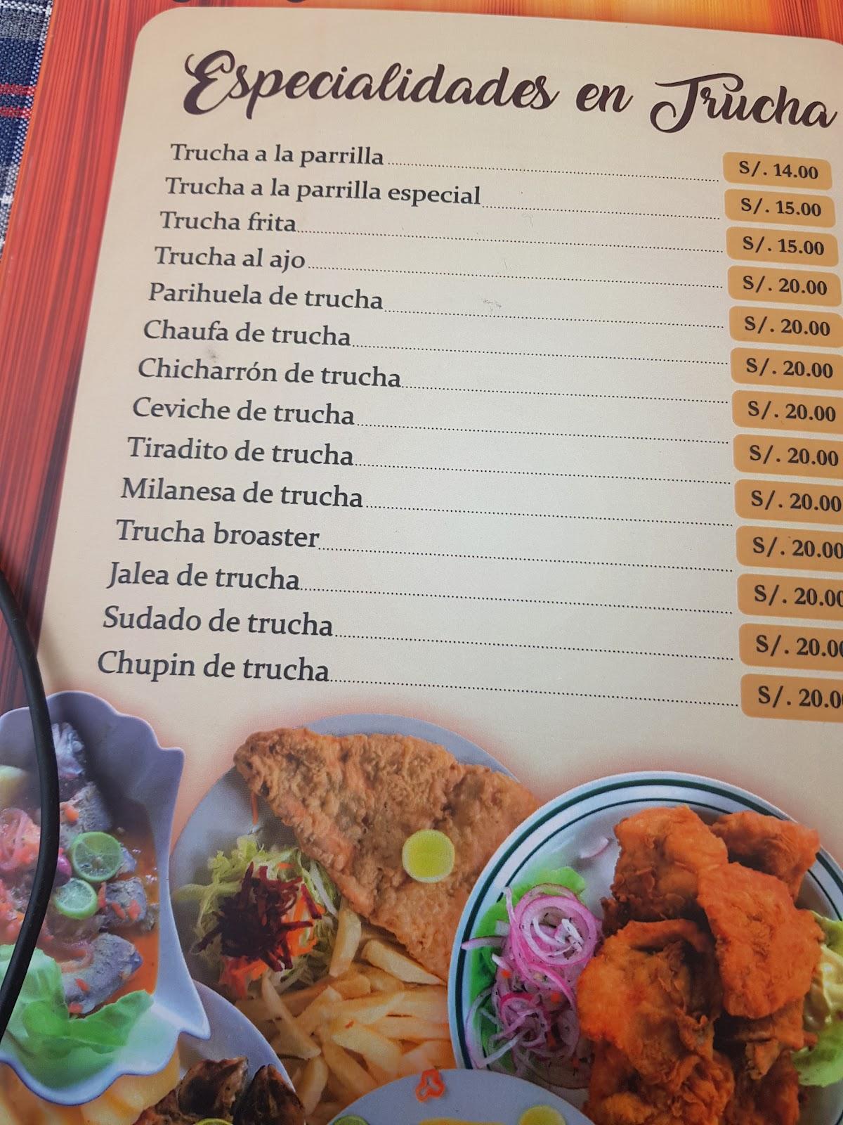 Menu at El Encanto II restaurant, Quichuay