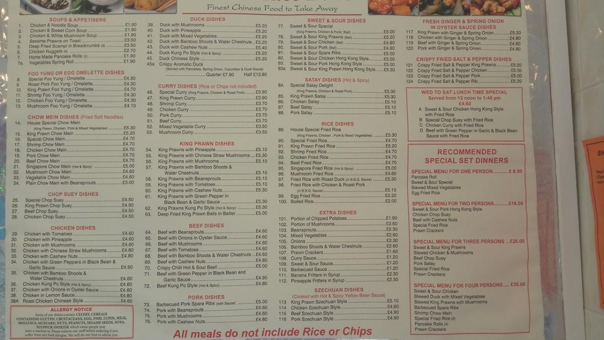 Menu at Golden Rice Bowl fast food, Northampton