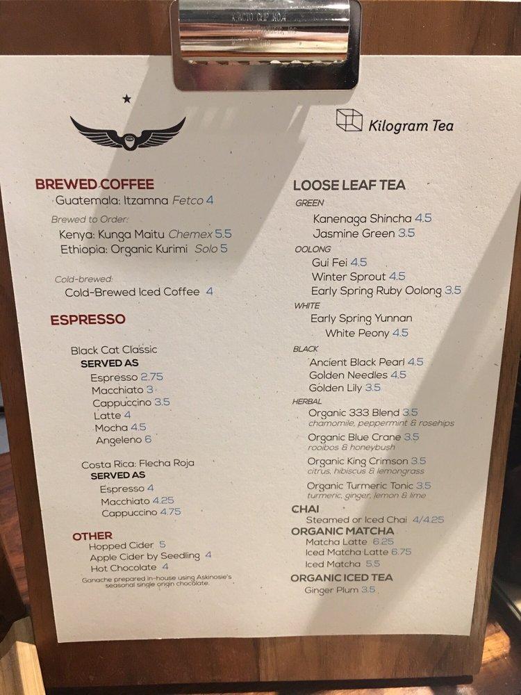Carta de Intelligentsia Coffee Millennium Park Coffeebar, Chicago, 53 E ...