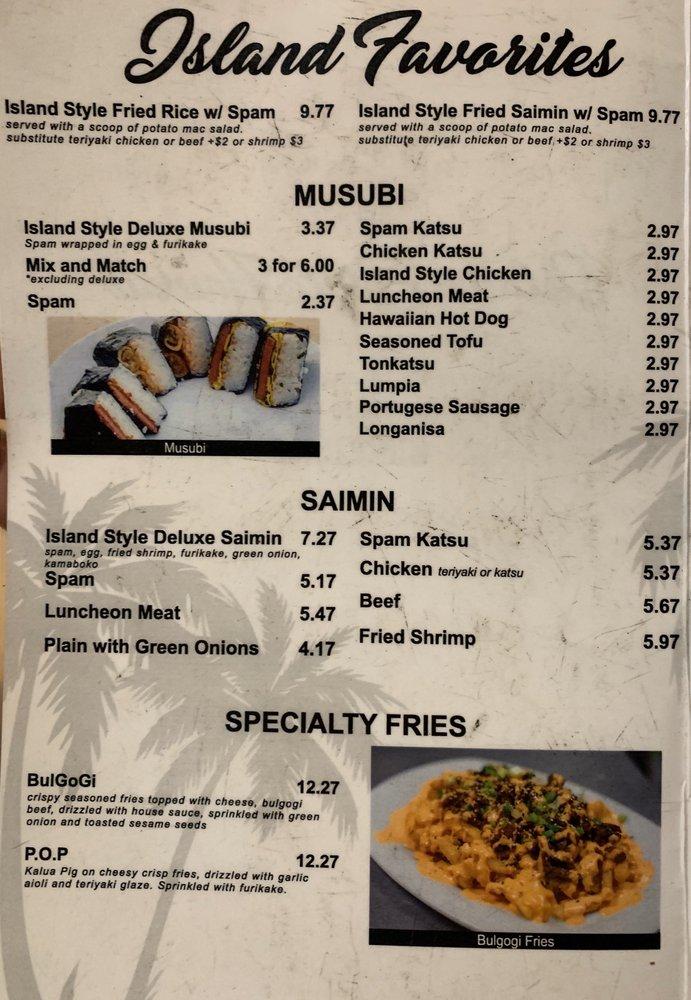 Menu at Island Style Hawaii BBQ, San Diego, Cass St