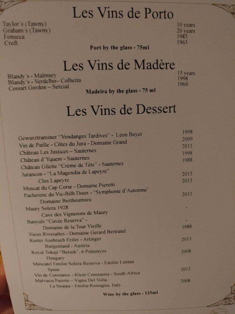 Menu at Le Gavroche restaurant, London