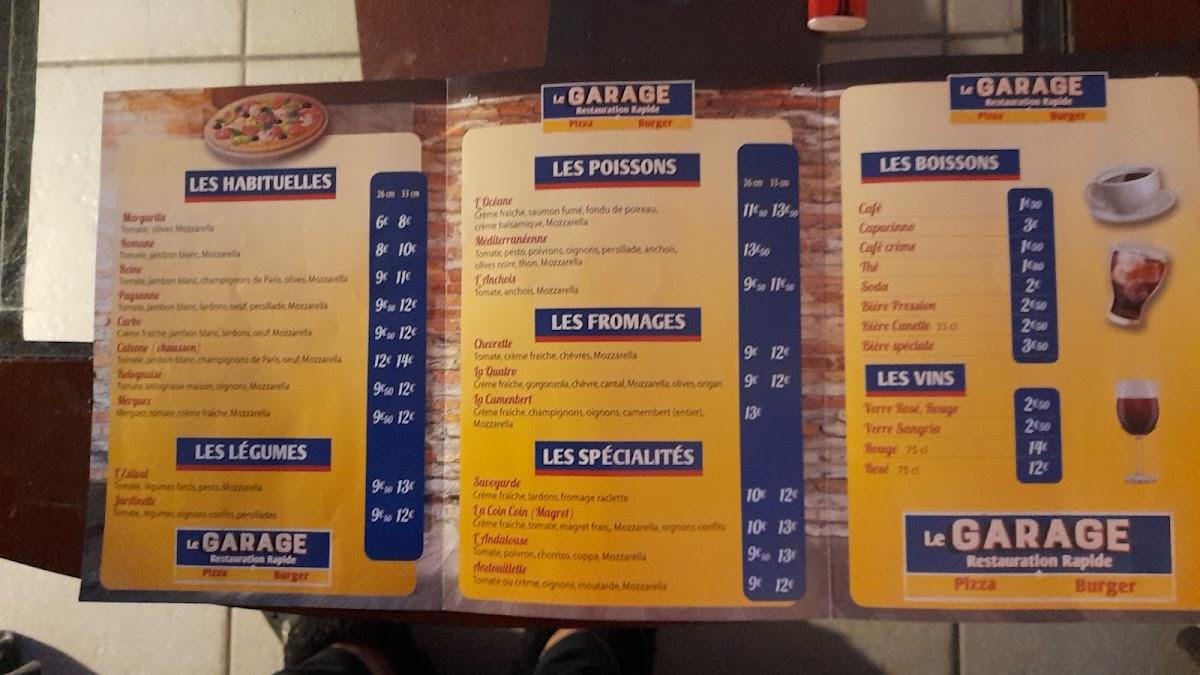 Menu au Le garage restaurant, Blaye