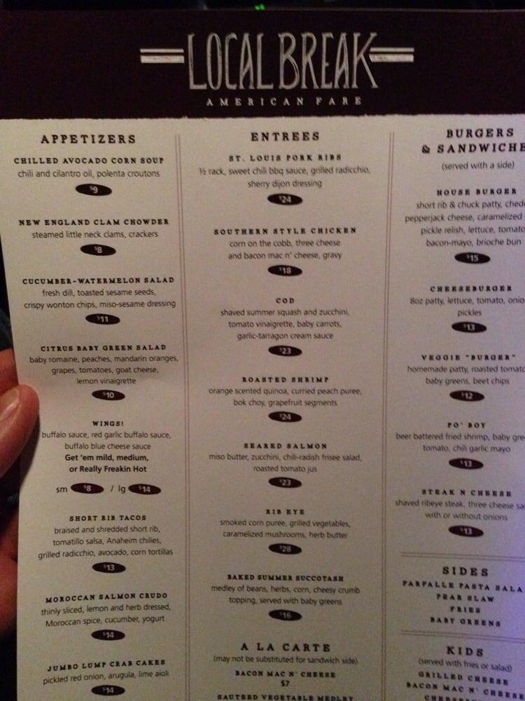 Menu at Local Break Restaurant and Bar, Eastham