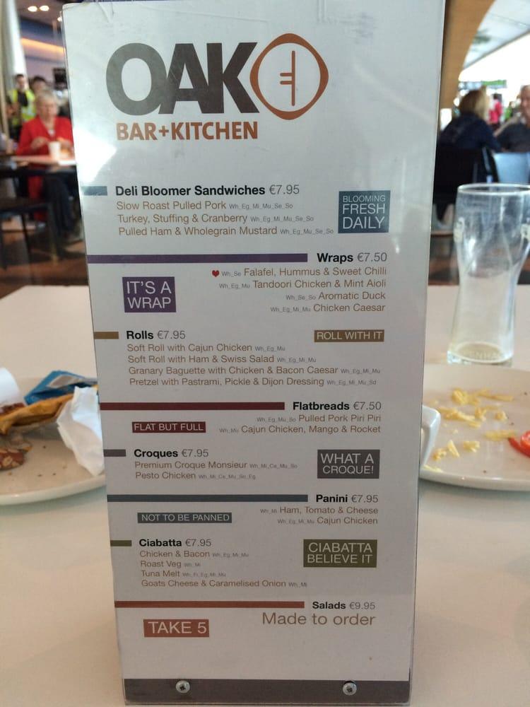 Menu at Oak Café Bar, Dublin, Terminal 2