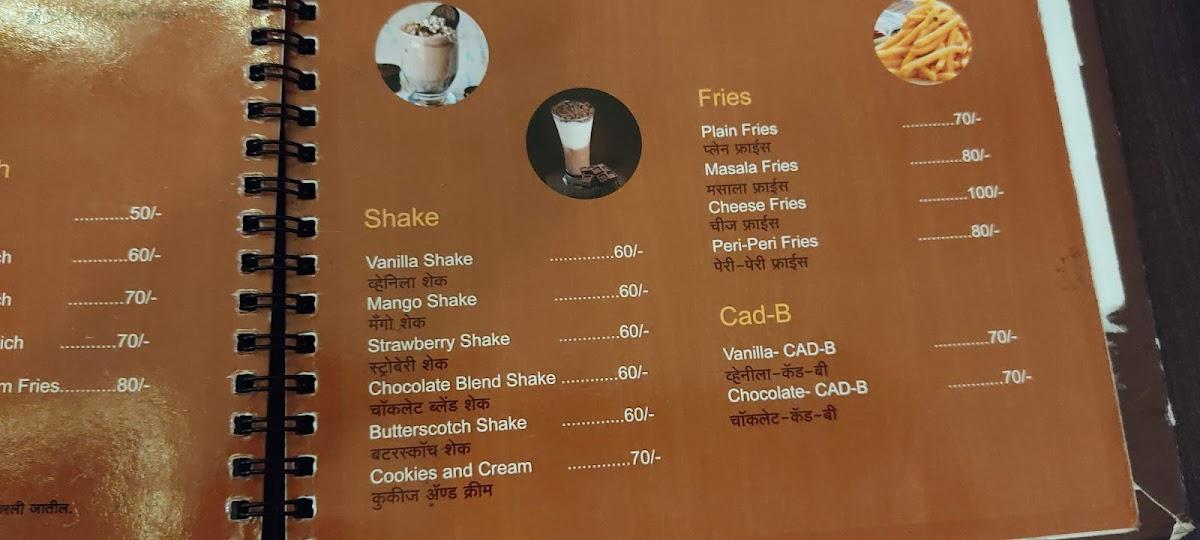 Menu at The A1 cafe, India