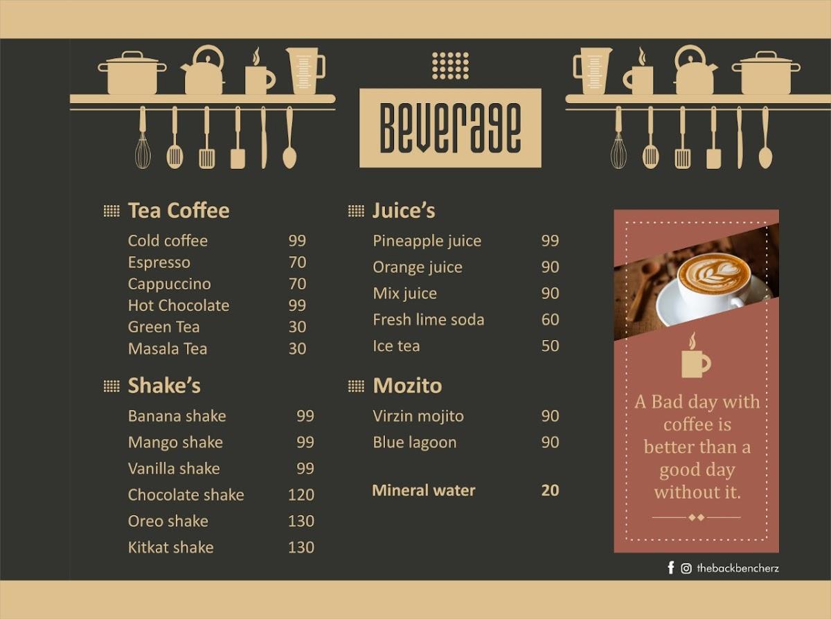 Menu at The backbencherz- cafe and restaurant, Haldwani
