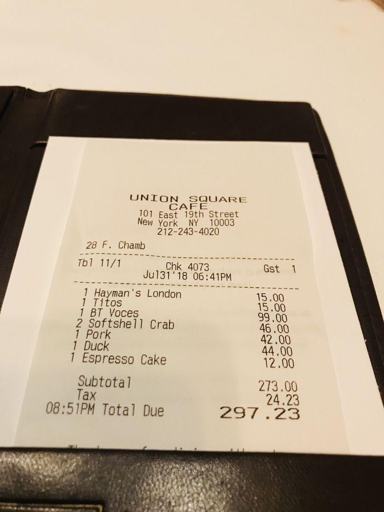 Menu at Union Square Cafe, New York City, 101 E 19th St