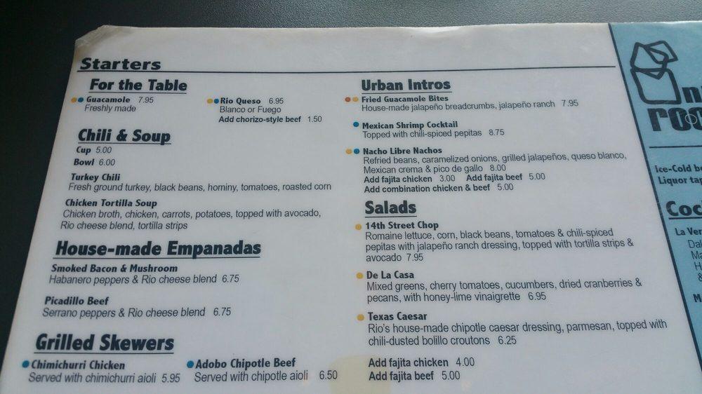 Menu at Urban Rio Cantina & Grill pub & bar, Plano, 14th St #100