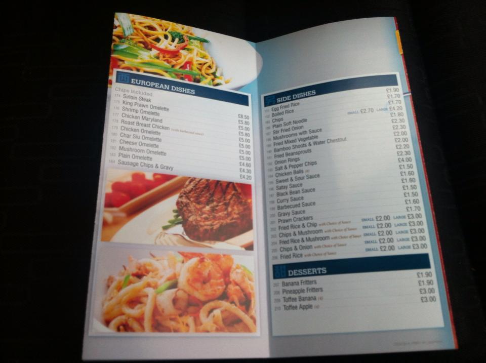 Menu at Magic Wok fast food, Dunfermline