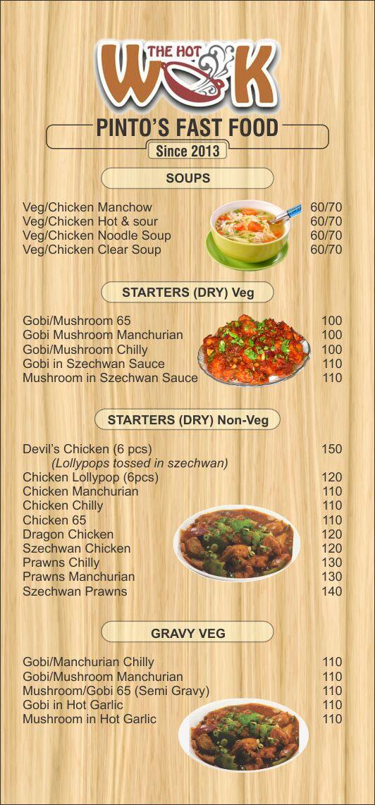 Menu at Pinto's Fast Food, Mapusa