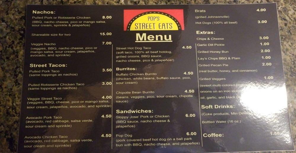 Menu at Pop's Street Eats, Bowling Green