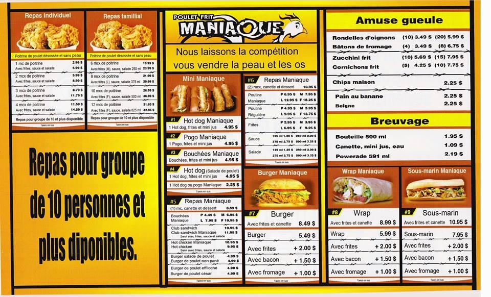 Kentucky Poulet Frit Menu Gatineau – OVNI