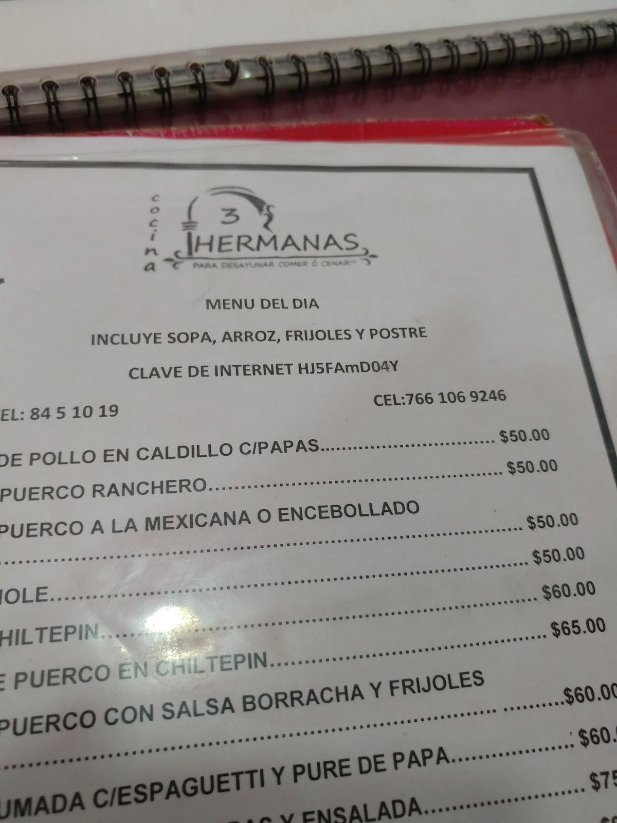 Menu at Restaurante Las Tres Hermanas, Gutiérrez Zamora