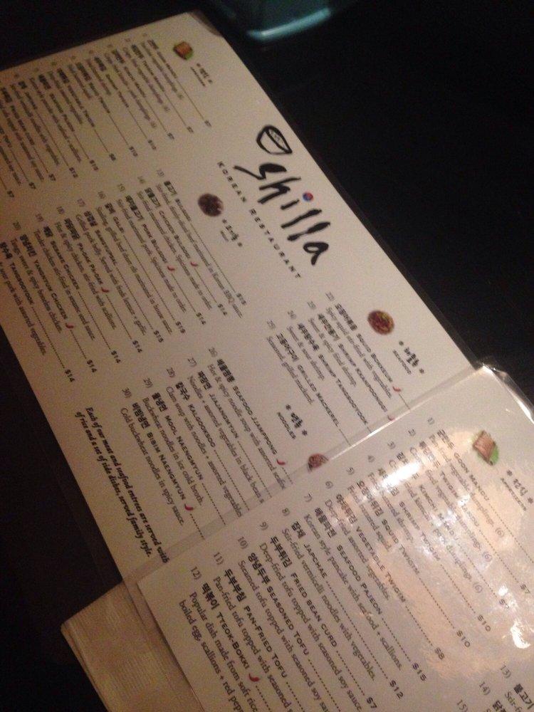 Menu at Shilla Korean Restaurant, Sarasota