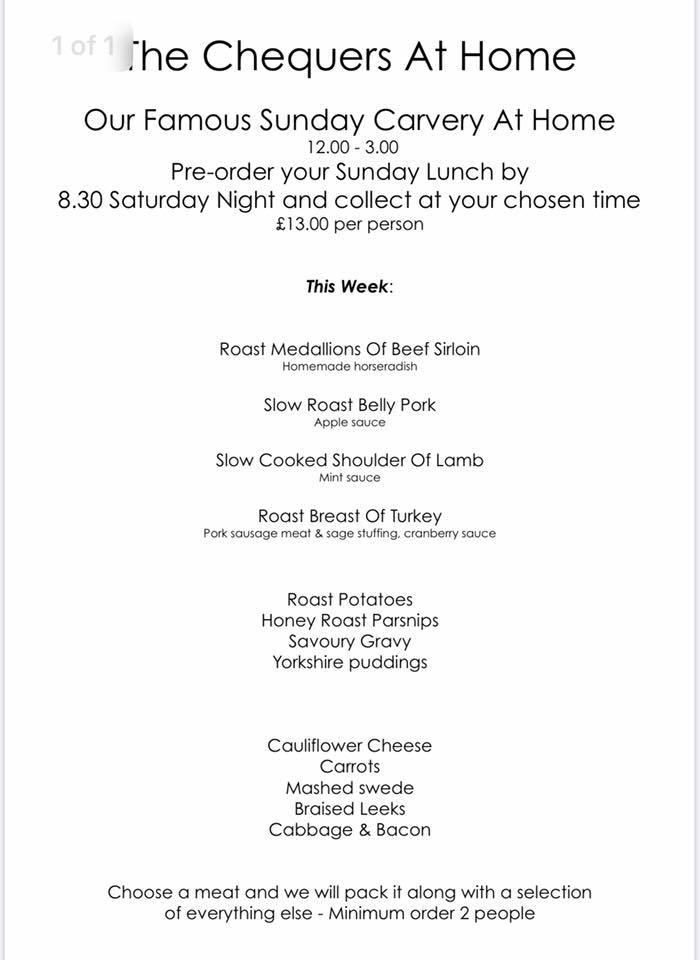 Menu at The Chequers pub & bar, Weston-on-the-Green, Northampton Rd
