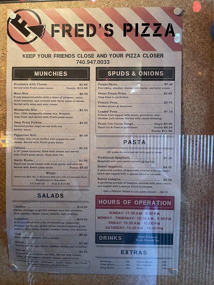 Menu at Fred's Pizza pizzeria, Waverly