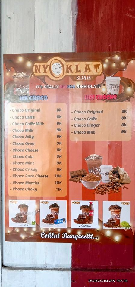 Menu at Haw Kedai Nyoklat Klasik cafe, Wonogiri