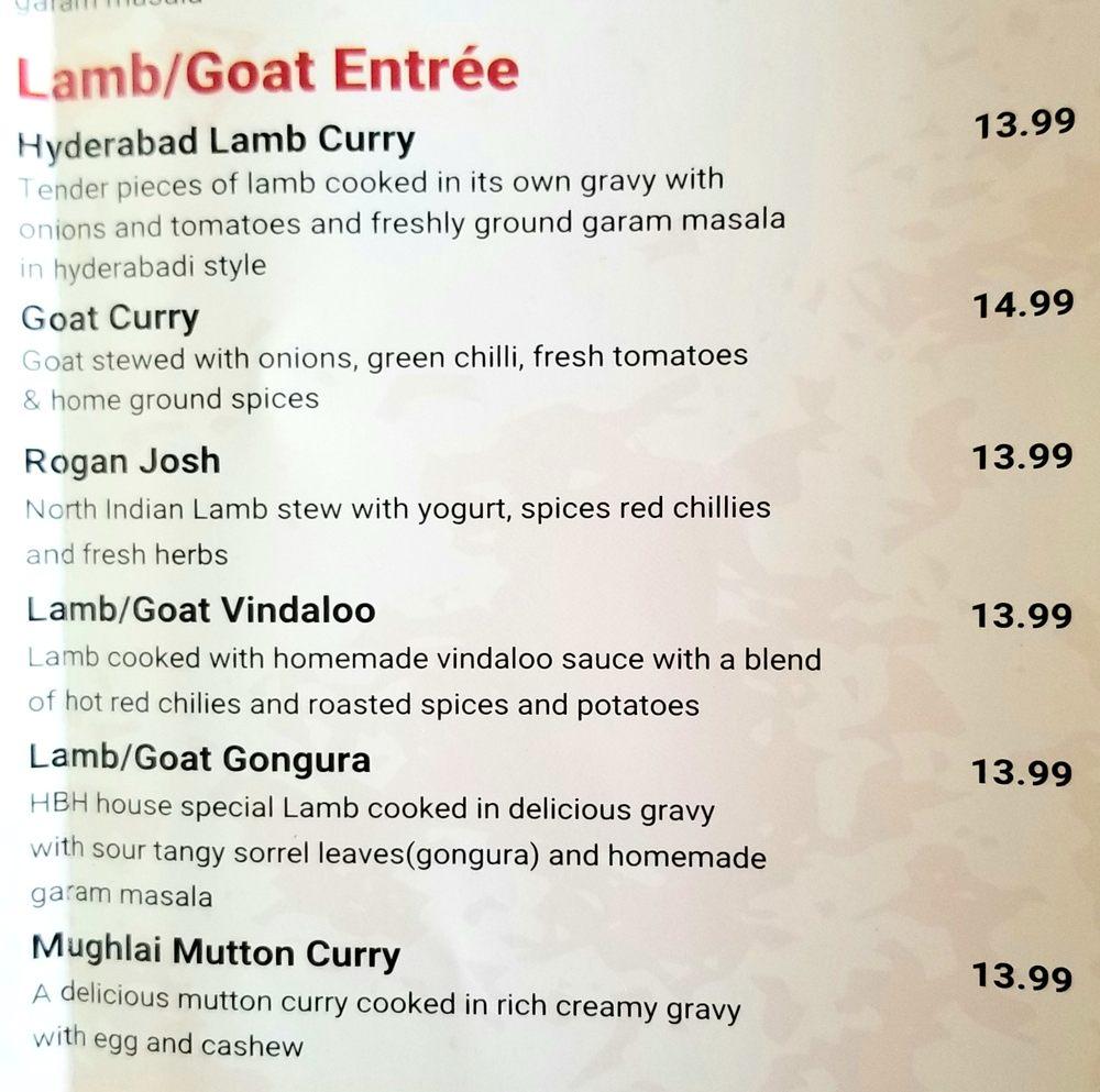 Carta del restaurante Hyderabad Biryani Hut, Toronto