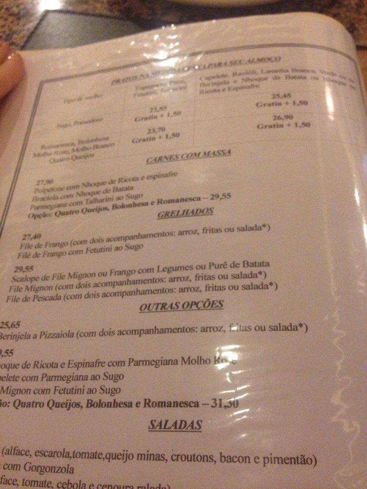 Menu at La Trattoria Cantina Italiana, São Paulo