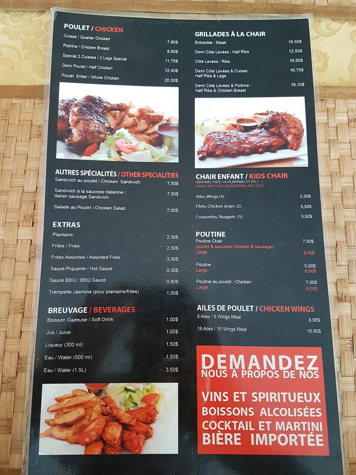 Menu au Maître Boukan restaurant, Laval, Blvd. de la Concorde E