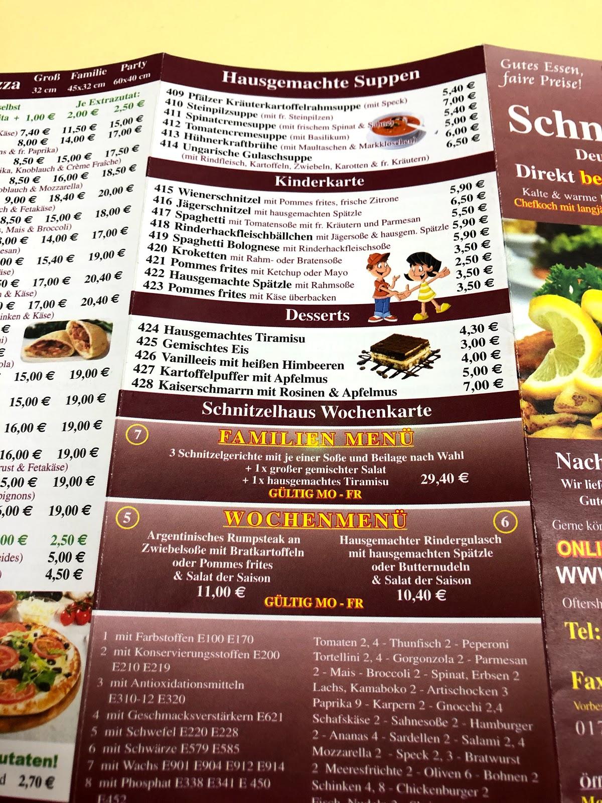 Menu at Schnitzel Haus pizzeria, Ketsch
