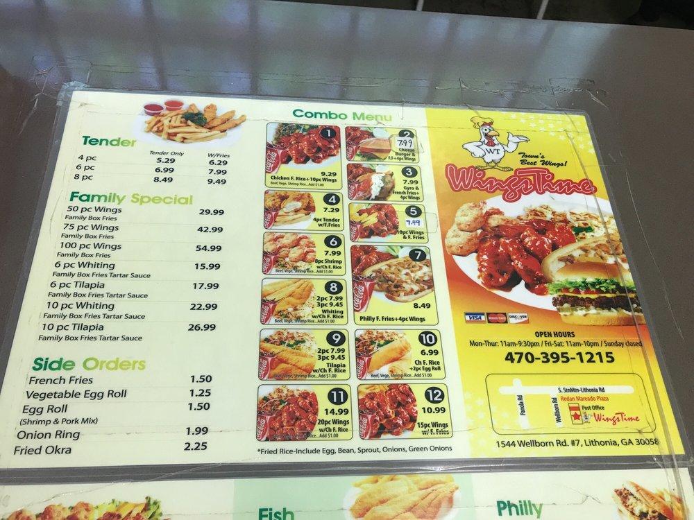 Menu at Wings Time restaurant, Redan, Wellborn Rd