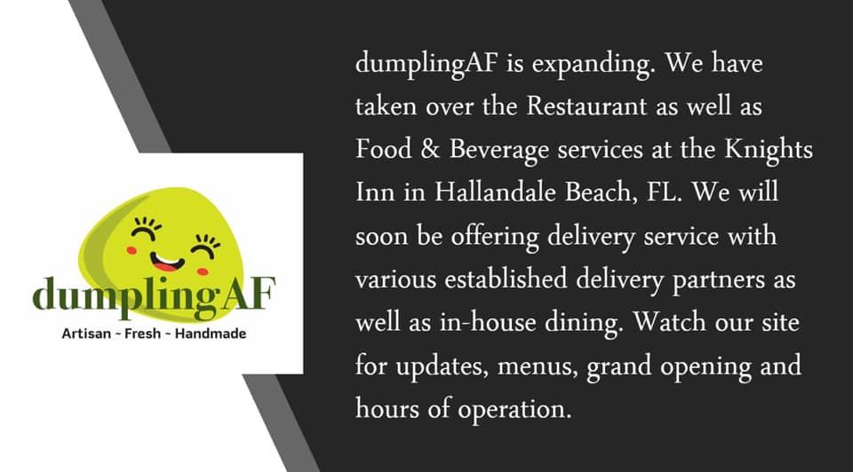 Menu at dumplingAF restaurant, Hallandale Beach