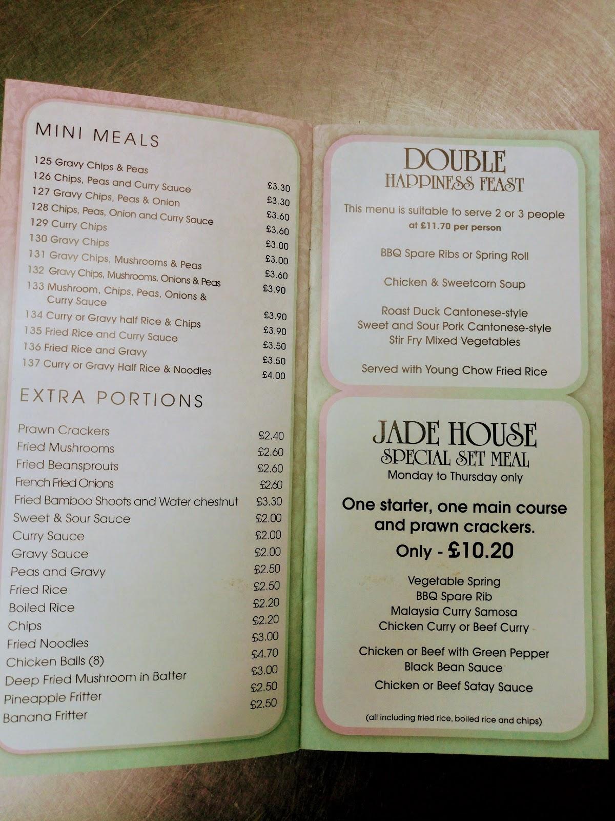 Menu at Jade House fast food, Glengormley, 36 Mallusk Rd