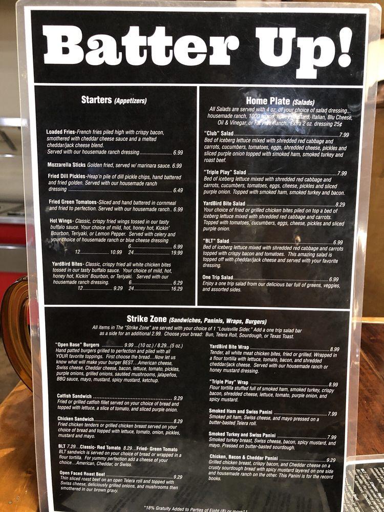 Menu at Batter Up! / Cater Up! steakhouse, Sylacauga
