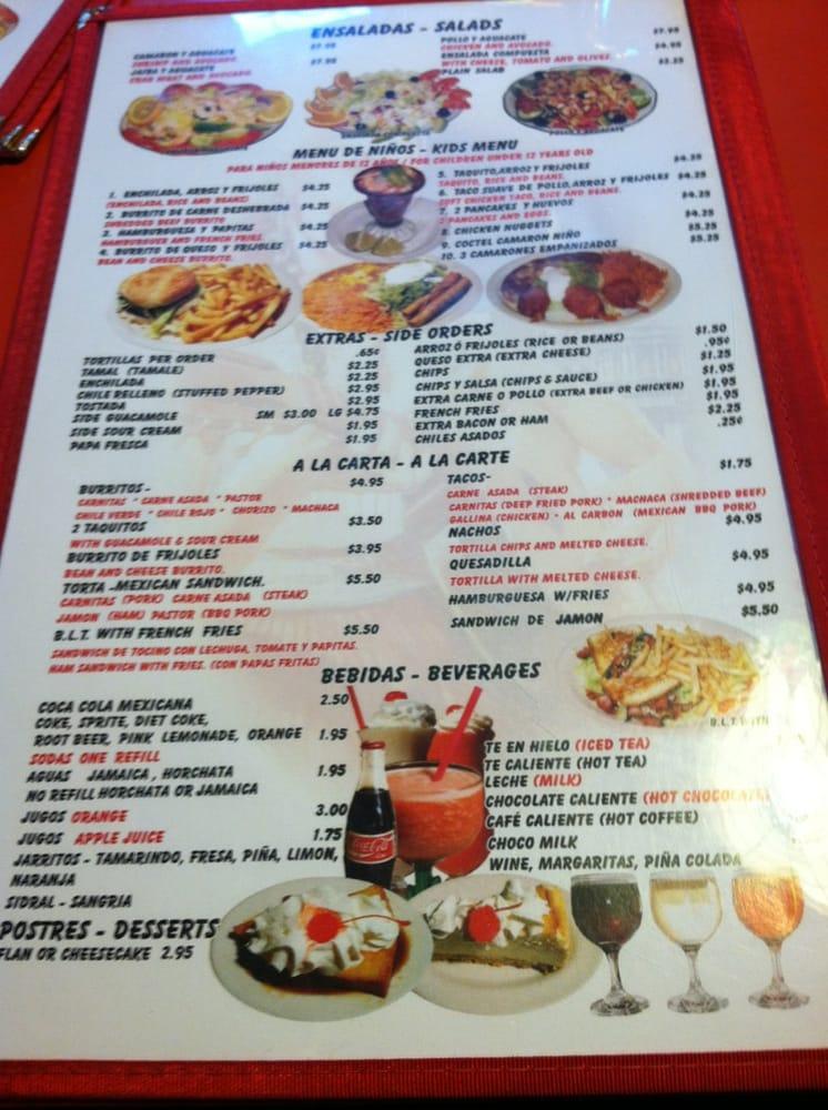 Menu at Casa Jimenez Mexican Restaurant, La Puente, 120 N 1st St