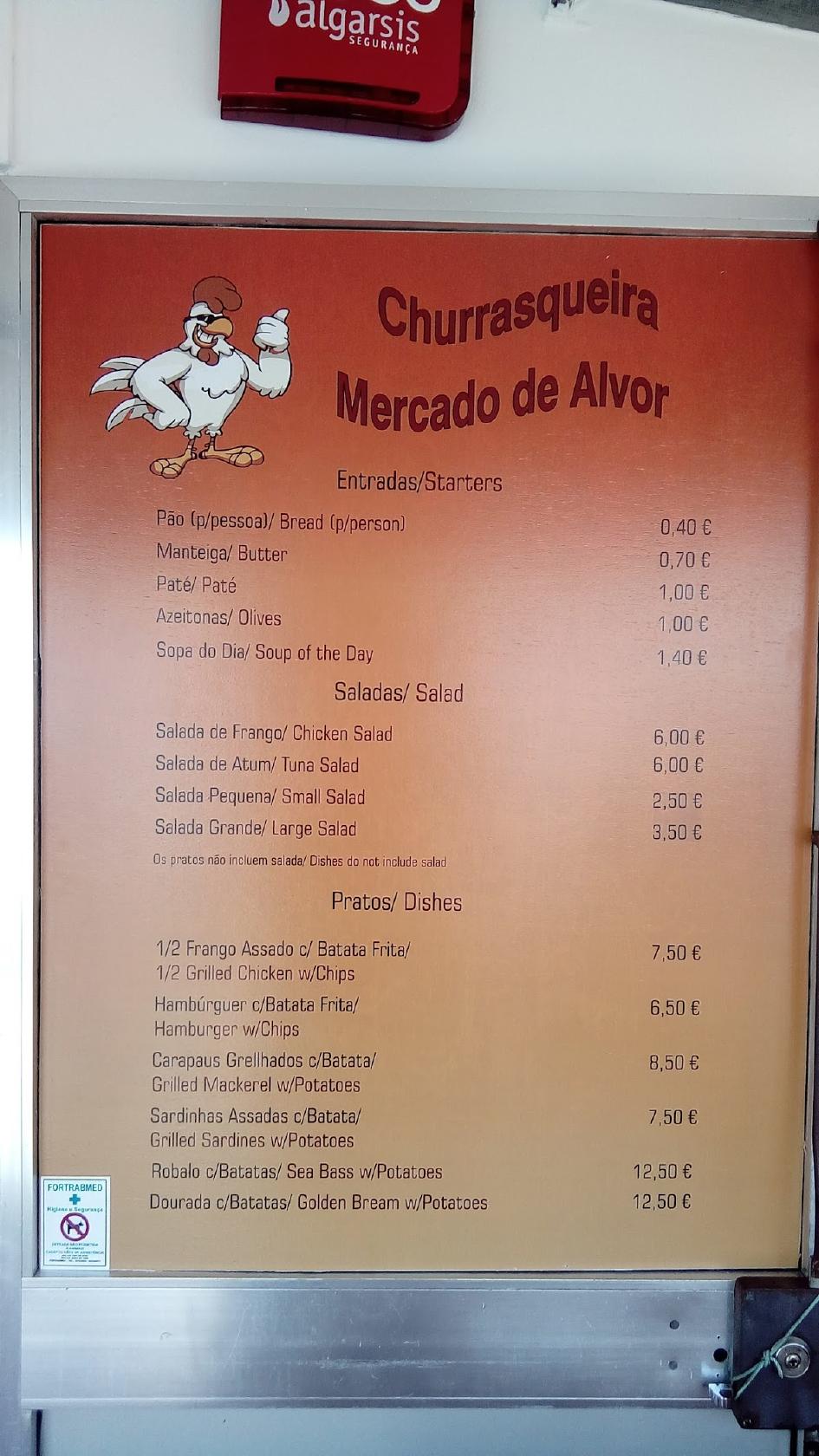 Menu em Mercado de Alvor restaurante, Alvor