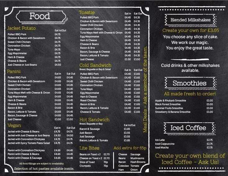 Menu at Coffee Cloud and Catering cafe, Solihull, 36 Main St