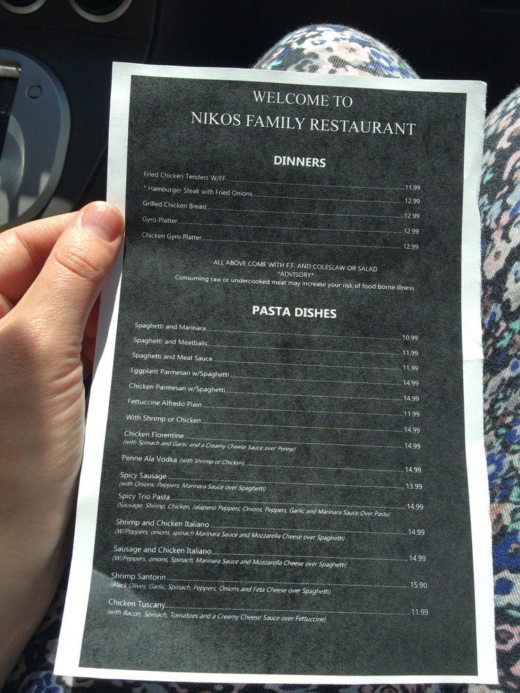 Menu at Niko’s Family Restaurant, Grantville