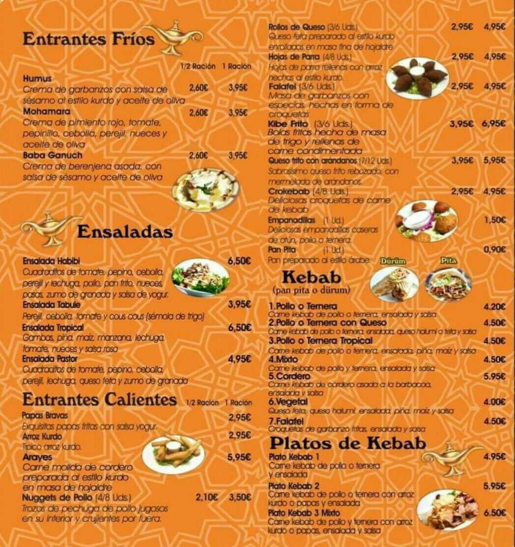 Menu at Pizzería Kebab Habibi - kebab en Candelaria, Candelaria