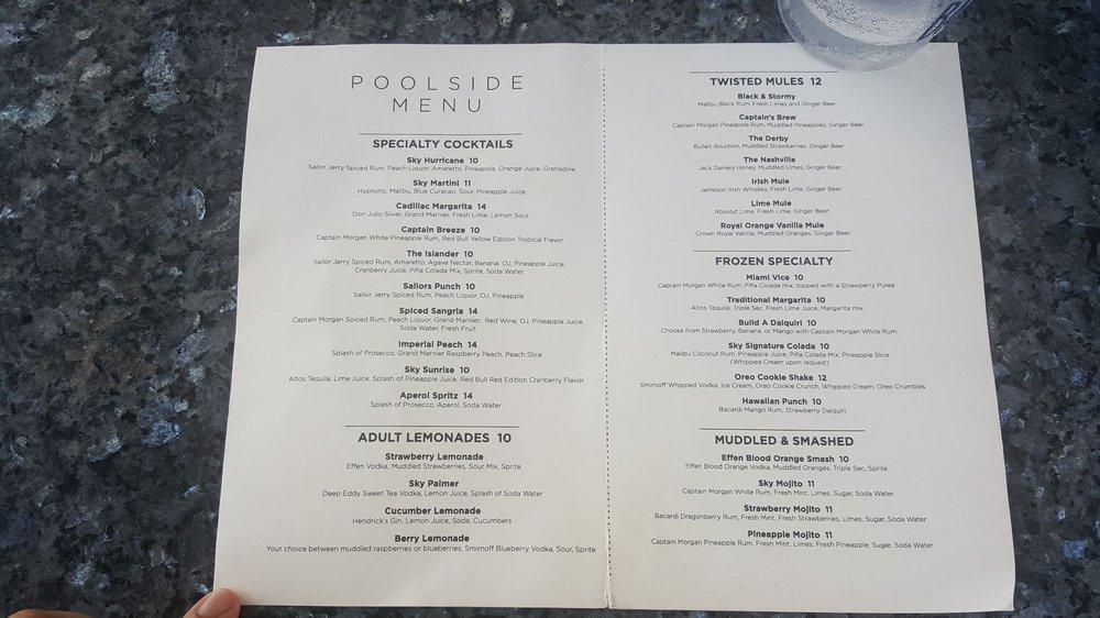 Carta de Sky Bar, Virginia Beach
