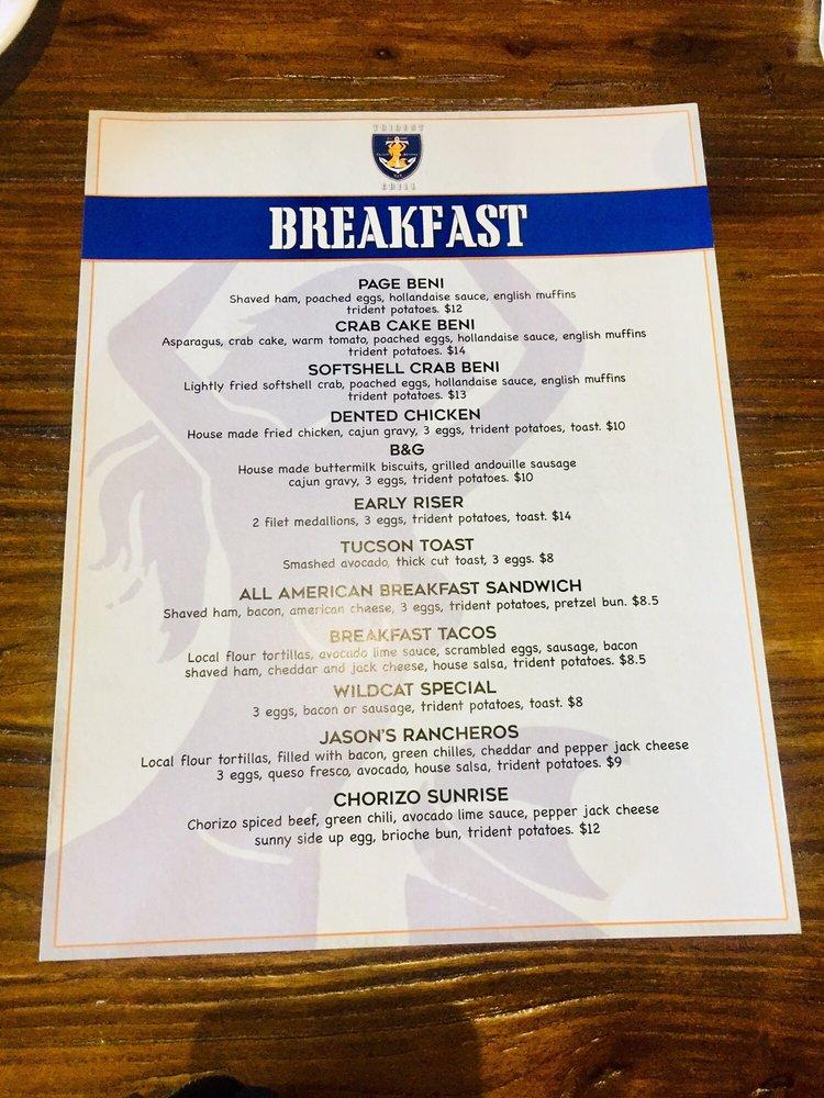 Menu at Trident Grill IV pub & bar, Tucson