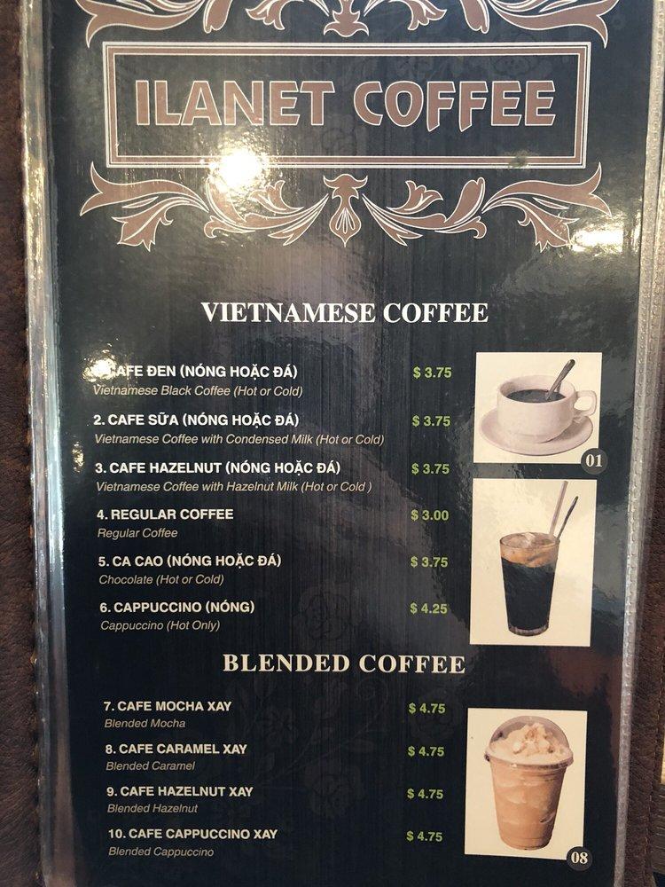 Menu at iLanet Coffee restaurant, Garden Grove