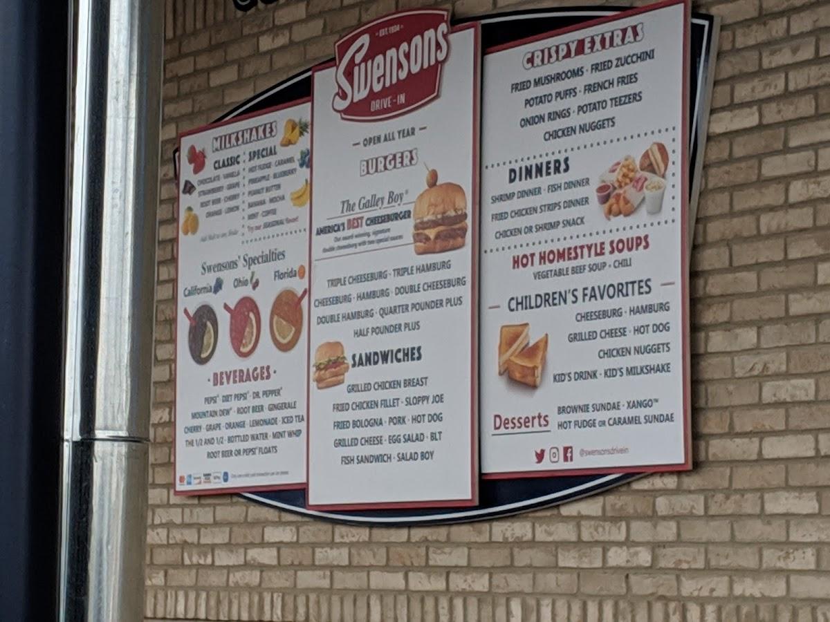 Menu at Swensons Drive-In fast food, Columbus, Ikea Wy