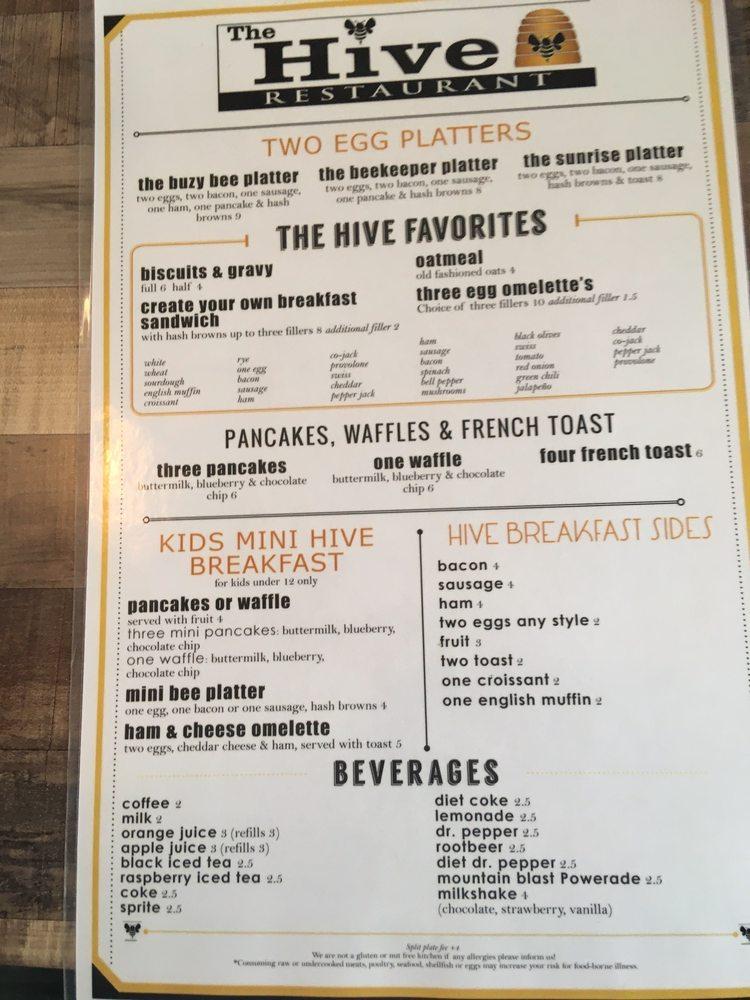 Menu at The Hive Restaurant, Wellton