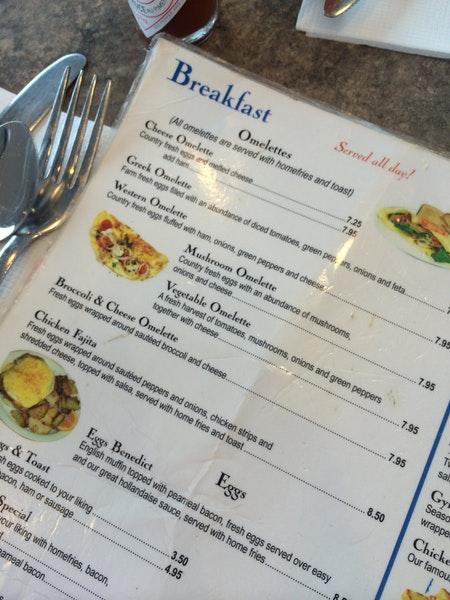 Menu at Back Road Cafe, Windsor