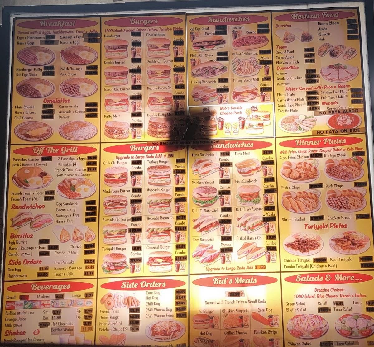 Menu at Bob's Burgers fast food, La Puente