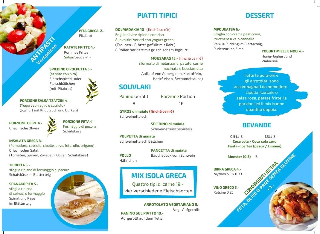 Menu da Isola Greca, Take Away, Locarno, Solduno