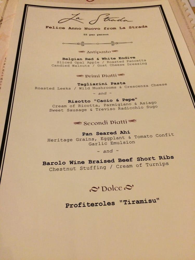 Menu at La Strada restaurant, Reno