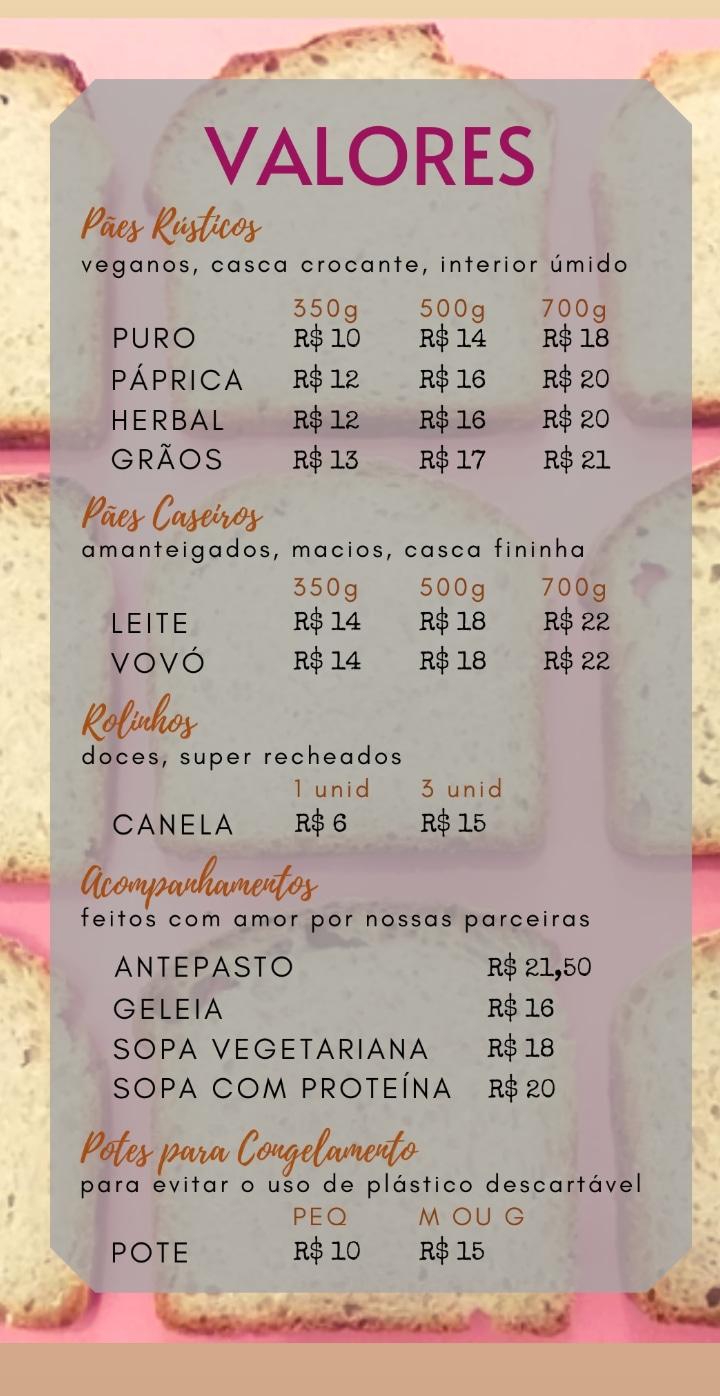 Menu at Padaria Artesanal Pão da Patcha, São Paulo