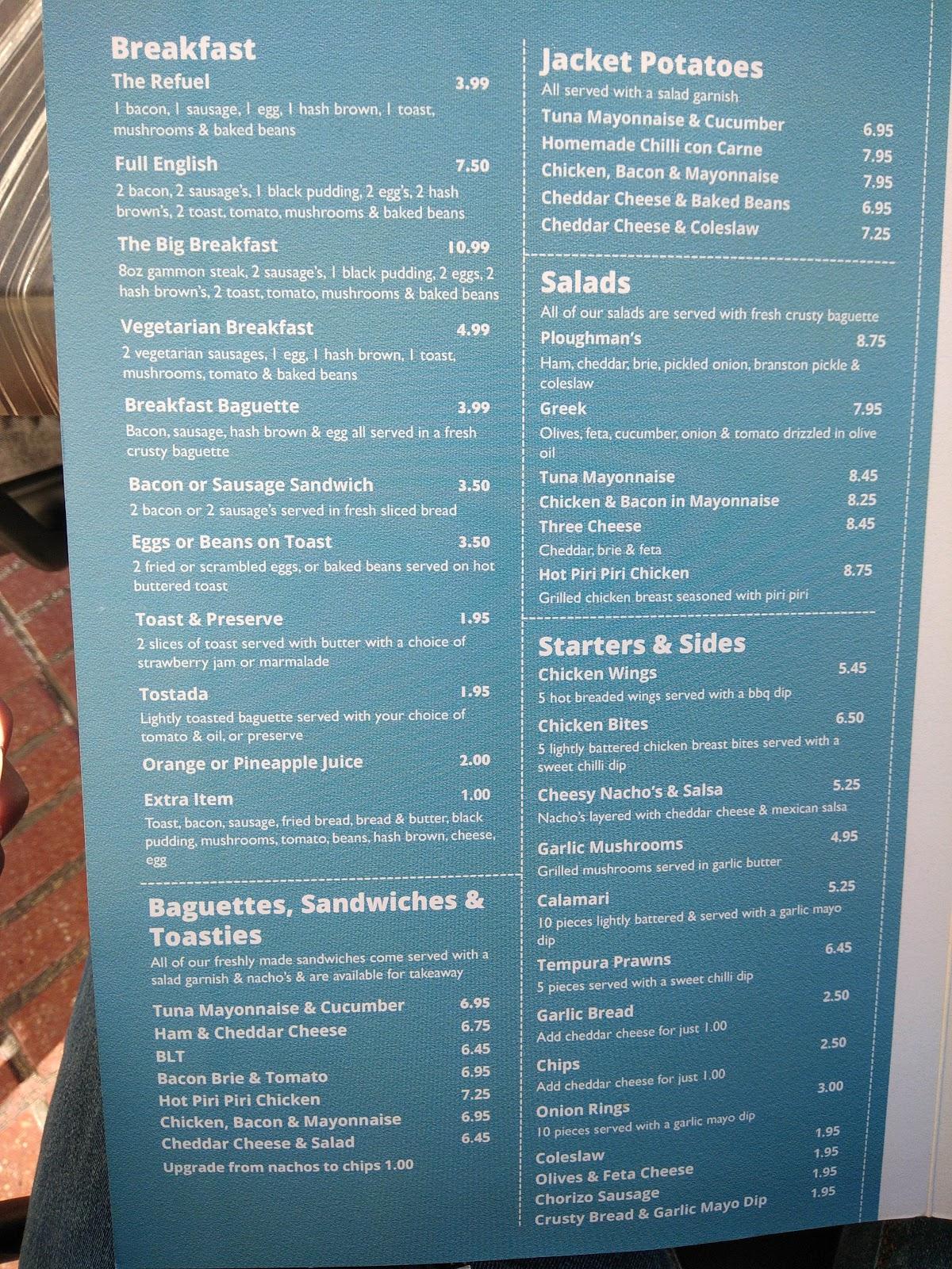 Menu at ReFuel pub & bar, Benidorm