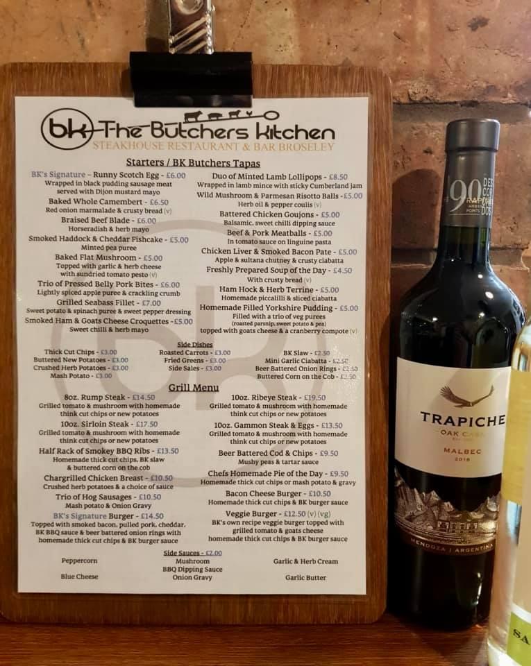 Menu at The Butchers Kitchen restaurant, Broseley