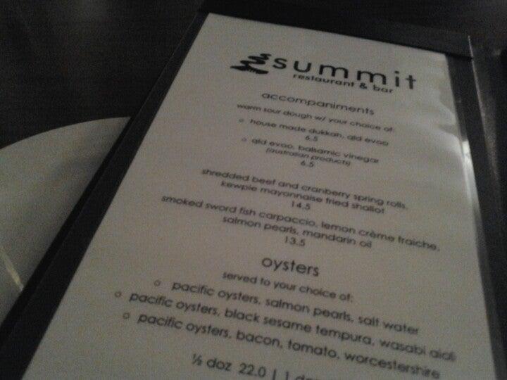 Menu at The Summit Cafe Mount Coot-Tha, Mount Coot-Tha