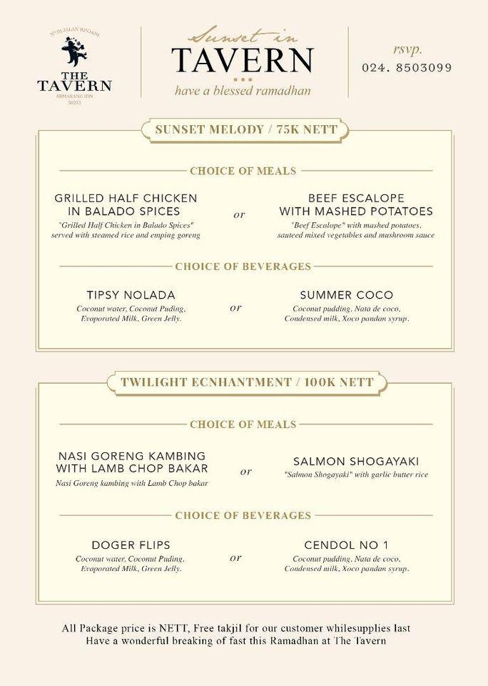 Menu at The Tavern pub & bar, Semarang, Jl. Rinjani No.1