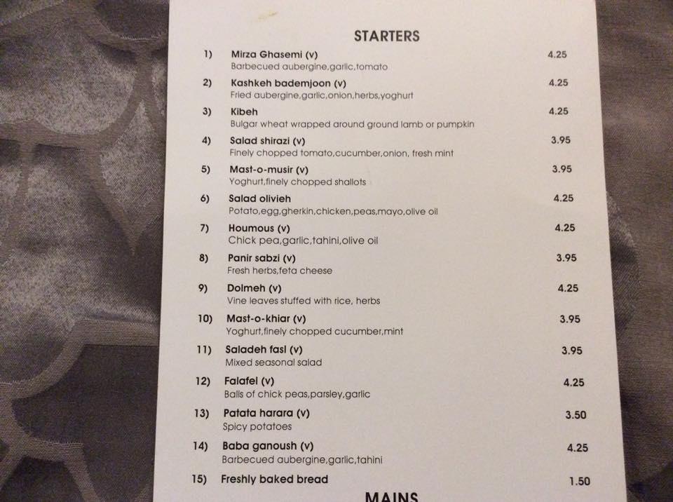 Menu at Toot restaurant, Plymouth
