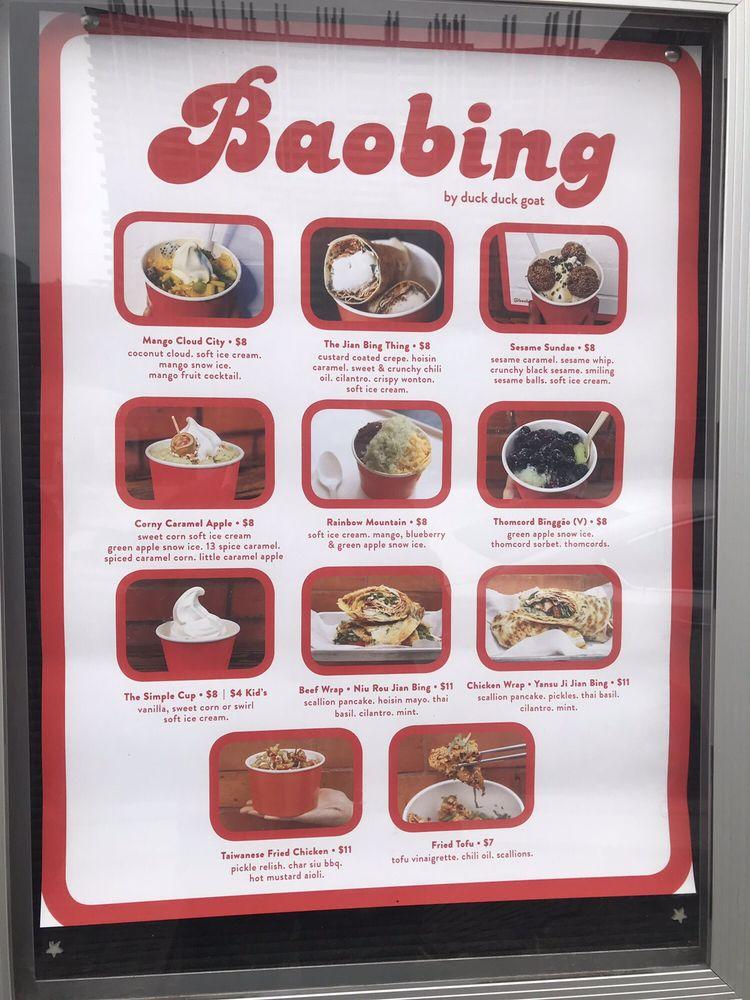 Menu at Baobing Bar, Chicago